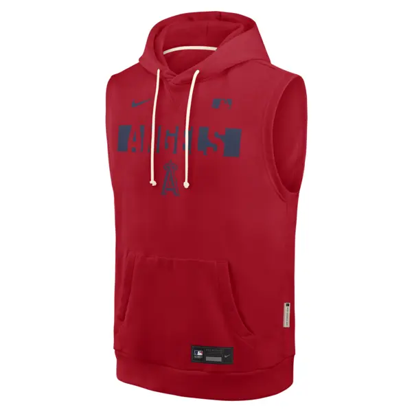 Nike Los Angeles Angels Authentic Collection Standard Issue Dri-fit Mlb Sleeveless Pullover Hoodie - Red