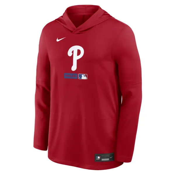 Nike Philadelphia Phillies Authentic Collection Dri-fit Mlb Long-sleeve Hooded Top - Red