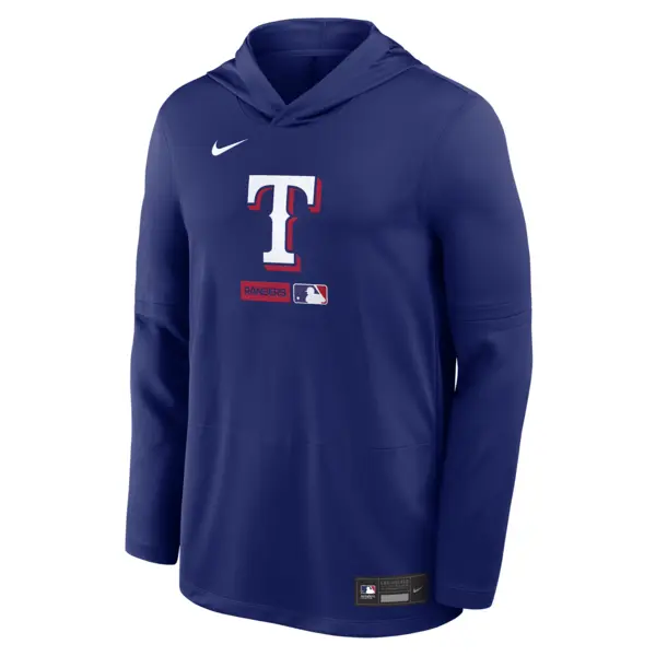 Nike Texas Rangers Authentic Collection Dri-fit Mlb Long-sleeve Hooded Top - Blue