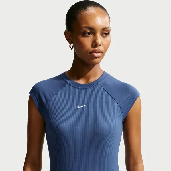 Nike Sportswear Chill Knit Tight Short-sleeve Ribbed Top - Blue