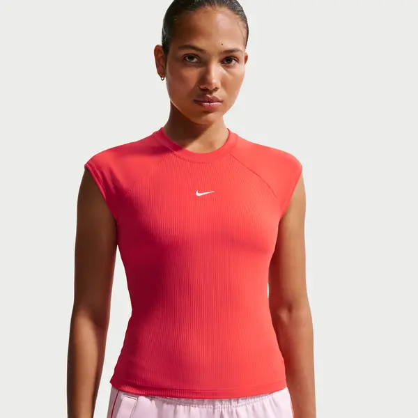 Nike Sportswear Chill Knit Tight Short-sleeve Ribbed Top - Red