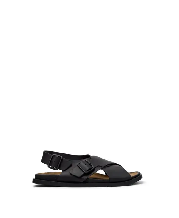 Camper Lluc Leather X-strap Sandals - Black
