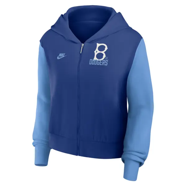 Nike Brooklyn Dodgers Cooperstown Mlb Full-zip Hoodie - Blue