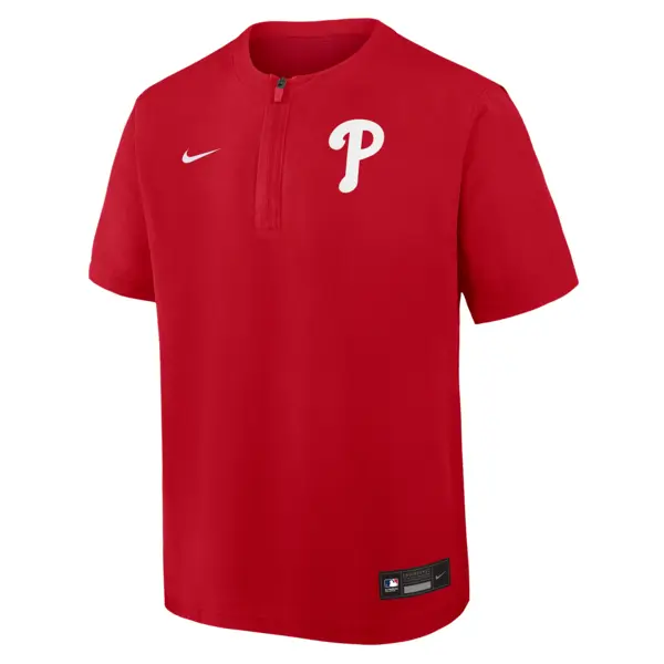 Nike Philadelphia Phillies Authentic Collection Dri-fit Mlb 1/4-zip Short-sleeve Windshirt - Red
