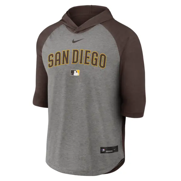Nike San Diego Padres Authentic Collection Flux Dri-fit Mlb 3/4-sleeve Hooded T-shirt - Brown