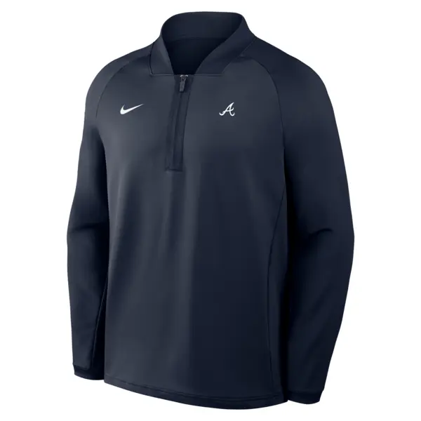 Nike Atlanta Braves Authentic Collection Dri-fit Mlb 1/2-zip Long-sleeve Top - Blue