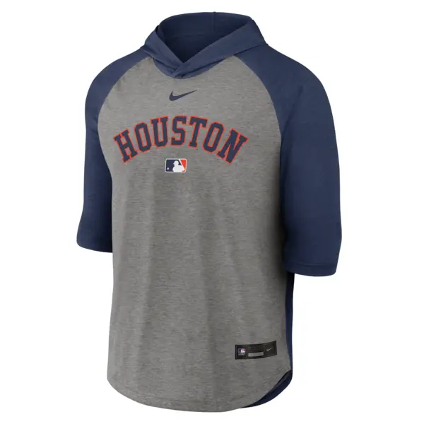 Nike Houston Astros Authentic Collection Flux Dri-fit Mlb 3/4-sleeve Hooded T-shirt - Blue
