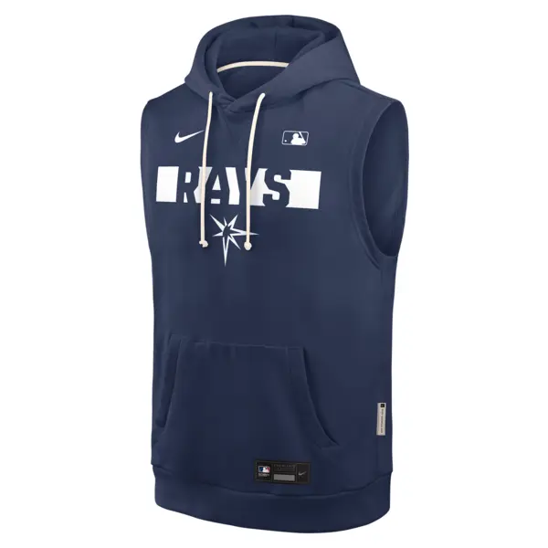 Nike Tampa Bay Rays Authentic Collection Standard Issue Dri-fit Mlb Sleeveless Pullover Hoodie - Blue