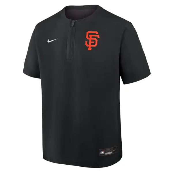 Nike San Francisco Giants Authentic Collection Dri-fit Mlb 1/4-zip Short-sleeve Windshirt - Black