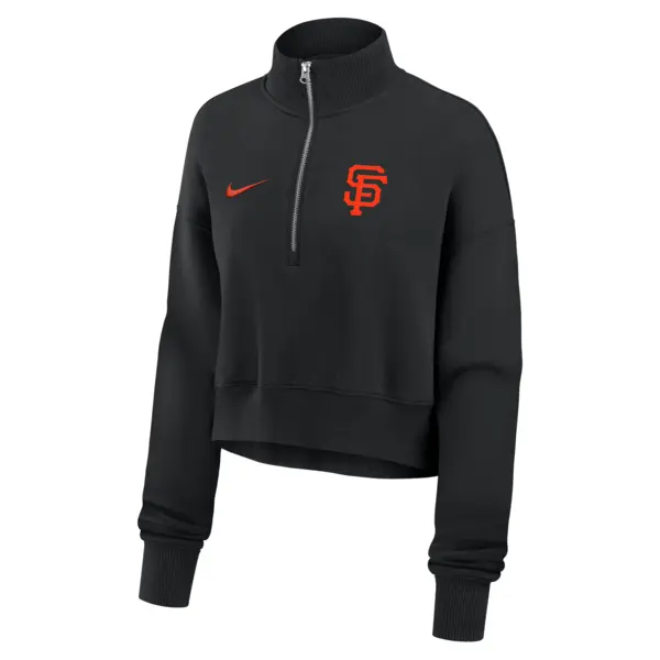 Nike San Francisco Giants Phoenix Mlb Cropped 1/4-zip Crew - Black