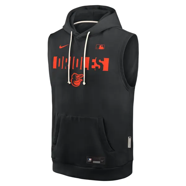 Nike Baltimore Orioles Authentic Collection Standard Issue Dri-fit Mlb Sleeveless Pullover Hoodie - Black