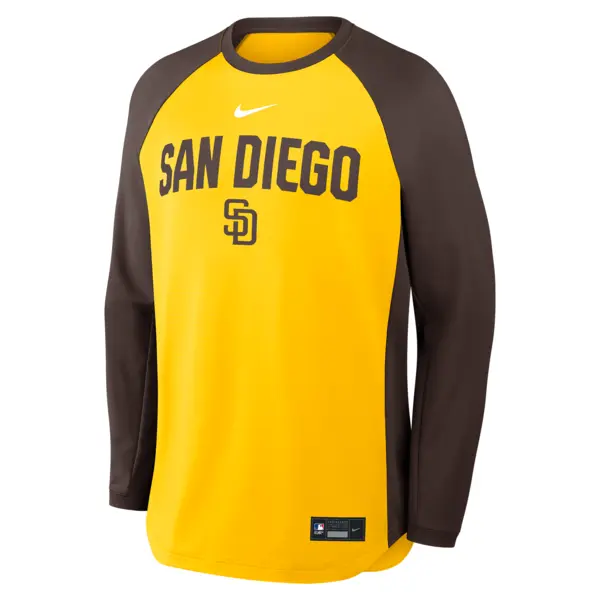 Nike San Diego Padres Authentic Collection Dri-fit Pullover Crew - Yellow