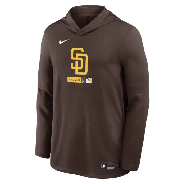 Nike San Diego Padres Authentic Collection Dri-fit Mlb Long-sleeve Hooded Top - Brown