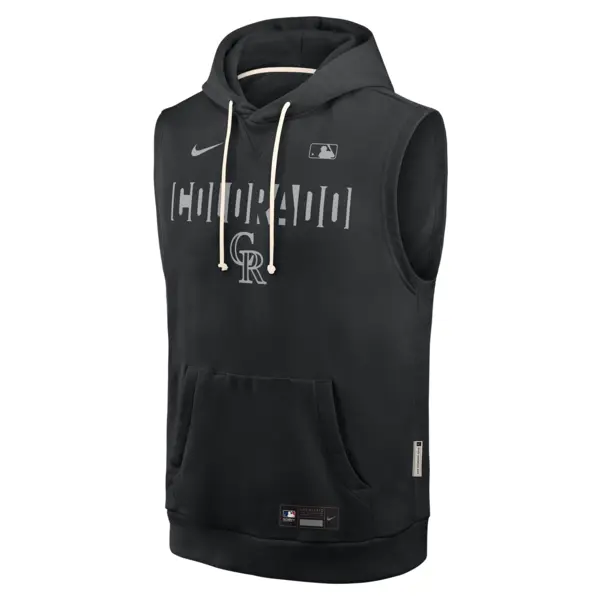 Nike Colorado Rockies Authentic Collection Standard Issue Dri-fit Mlb Sleeveless Pullover Hoodie - Black