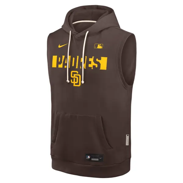 Nike San Diego Padres Authentic Collection Standard Issue Dri-fit Mlb Sleeveless Pullover Hoodie - Brown