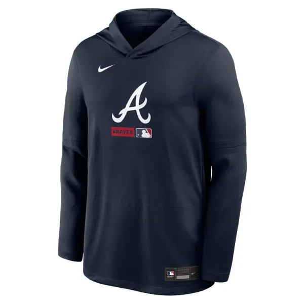 Nike Atlanta Braves Authentic Collection Dri-fit Mlb Long-sleeve Hooded Top - Blue