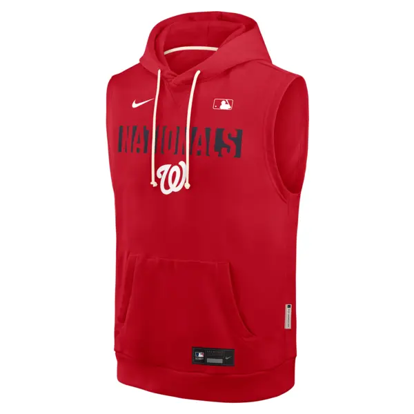 Nike Washington Nationals Authentic Collection Standard Issue Dri-fit Mlb Sleeveless Pullover Hoodie - Red