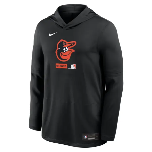 Nike Baltimore Orioles Authentic Collection Dri-fit Mlb Long-sleeve Hooded Top - Black