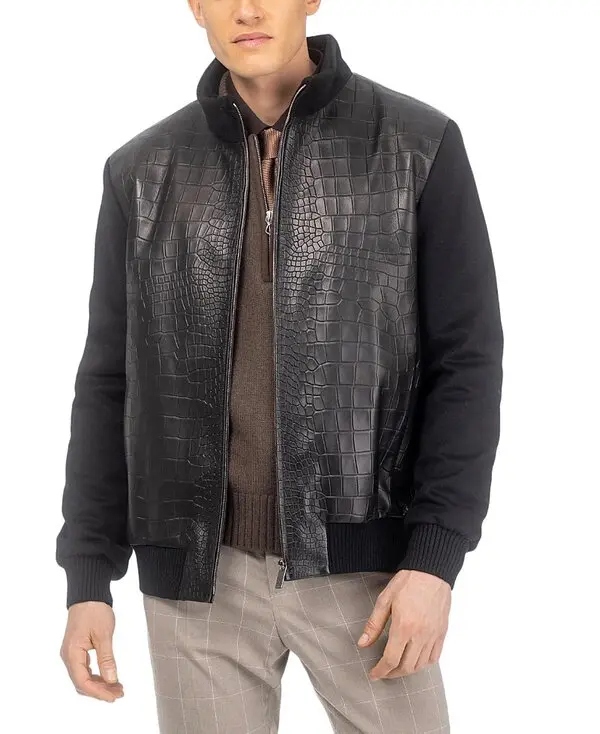 Gorski Cross Embossed Nappa Leather Jacket - Black/black