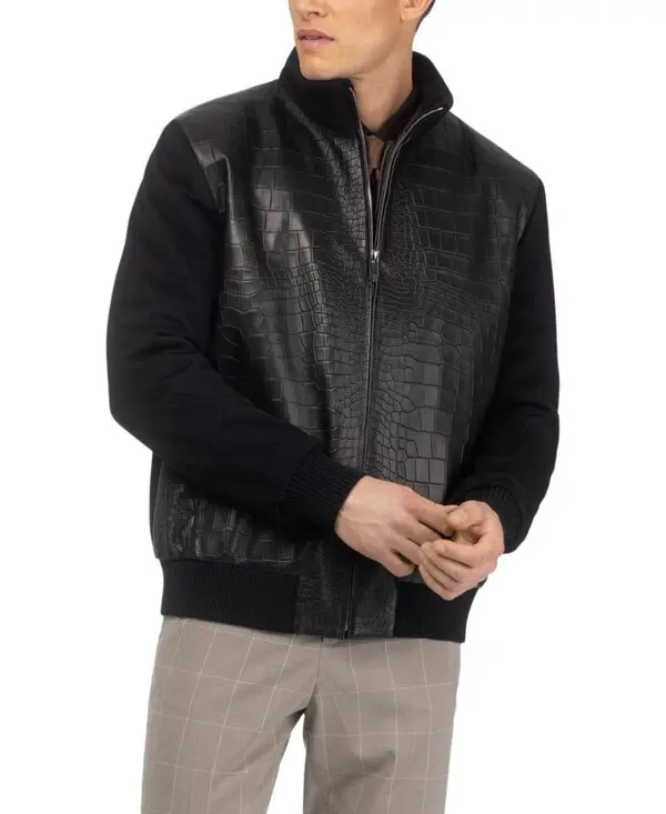 Gorski Cross Embossed Nappa Leather Jacket