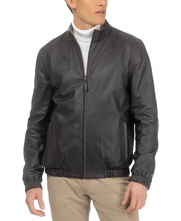 Gorski Nappa Leather Jacket Reversible To Cashmere & Wool Crafted From Loro Piana - Dark Brown/taupe