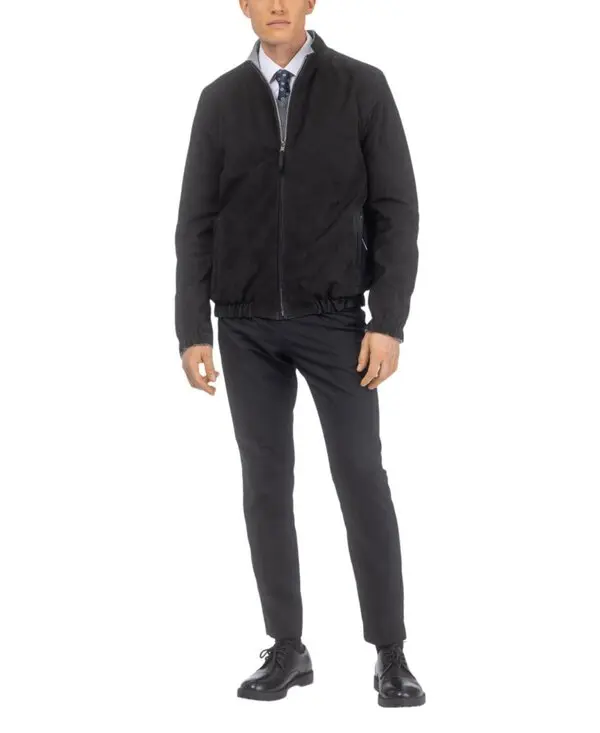 Gorski Nubuck Jacket Reversible To Cashmere & Wool Crafted From Loro Piana - Black/gray