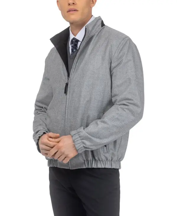 Gorski Nubuck Jacket Reversible To Cashmere & Wool Crafted From Loro Piana - Black/gray