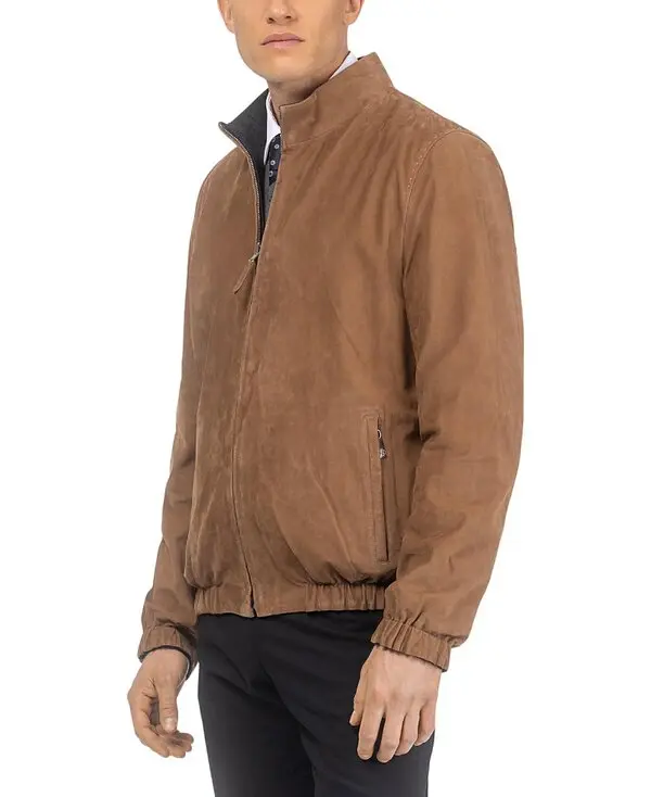 Gorski Nubuck Jacket Reversible To Cashmere & Wool Crafted From Loro Piana - Cognac/black