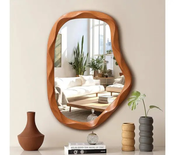 LUXEN HOME Luxenhome Golden Brown Irregular 31.5'h X 22.6' W Wall Mirror - One-color