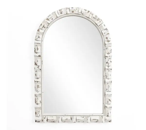 LUXEN HOME Luxenhome Distressed White Arch 36.02'h X 24.02 'w Wall Mirror - One-color