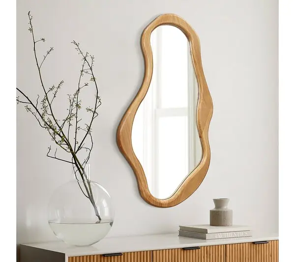 LUXEN HOME Luxenhome Pine Wood Frame Irregular 39.4'h X 22 'w Wall Mirror - One-color