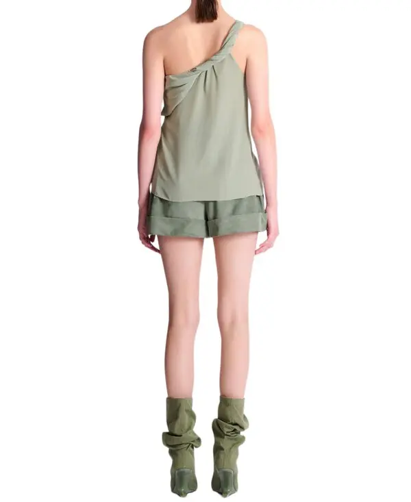 Balmain Draped One-shoulder Silk Crepe Top