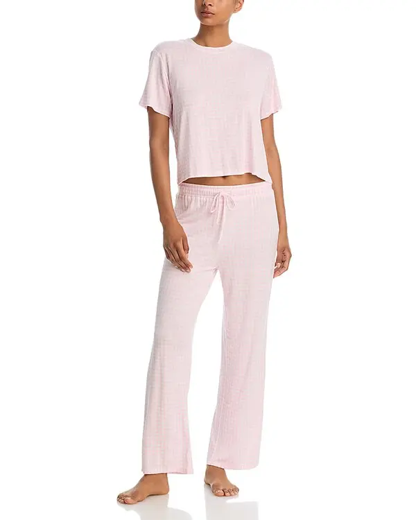 Aqua Great Escape T-shirt & Pants Pajama Set Exclusive - Petal Gingham