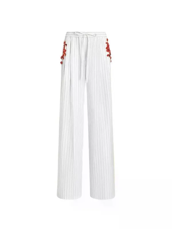 Dolce & Gabbana Striped Poplin Trousers - White