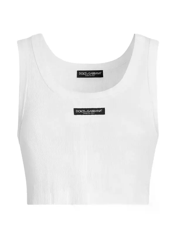 Dolce & Gabbana Ribbed Crop Top - White