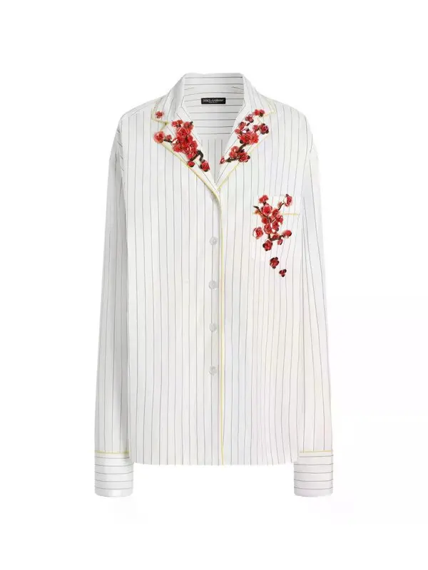 Dolce & Gabbana Striped Poplin Shirt - White