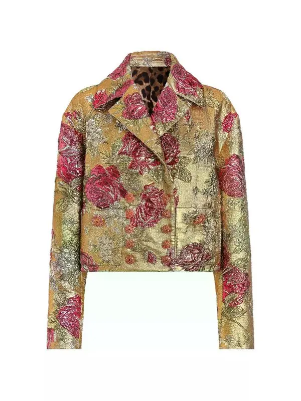Dolce & Gabbana Floral Jacquard Double-breasted Jacket - Gold