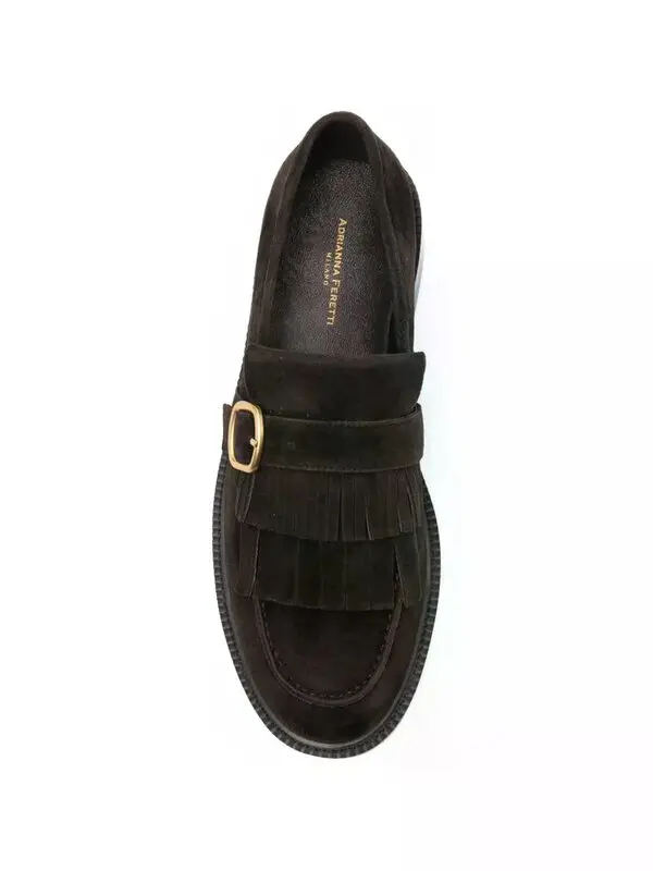 ADRIANNA FERETTI Fringed-detail Suede Loafers