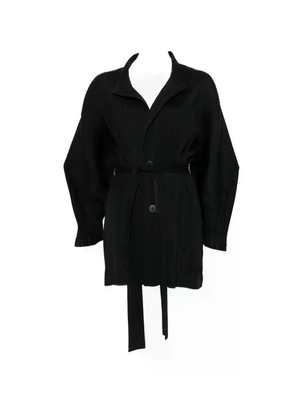 Issey Miyake Buttoned Plissé Coat - Black