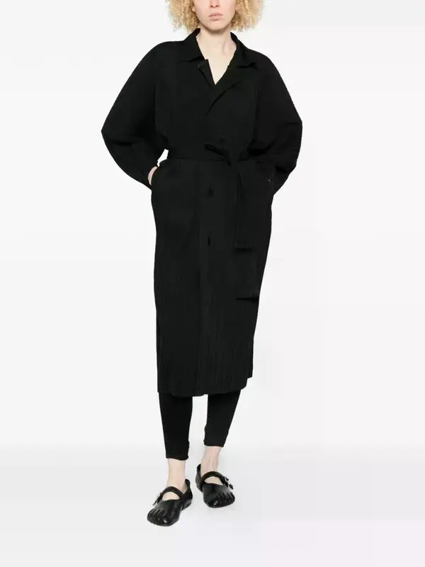 Issey Miyake Pleated Coat - Black
