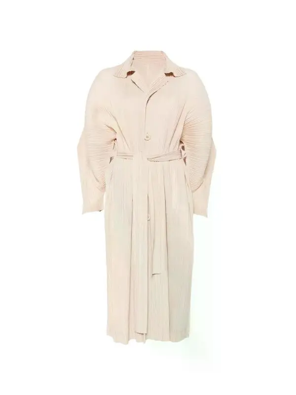 Issey Miyake Pleated Long Coat - Neutrals