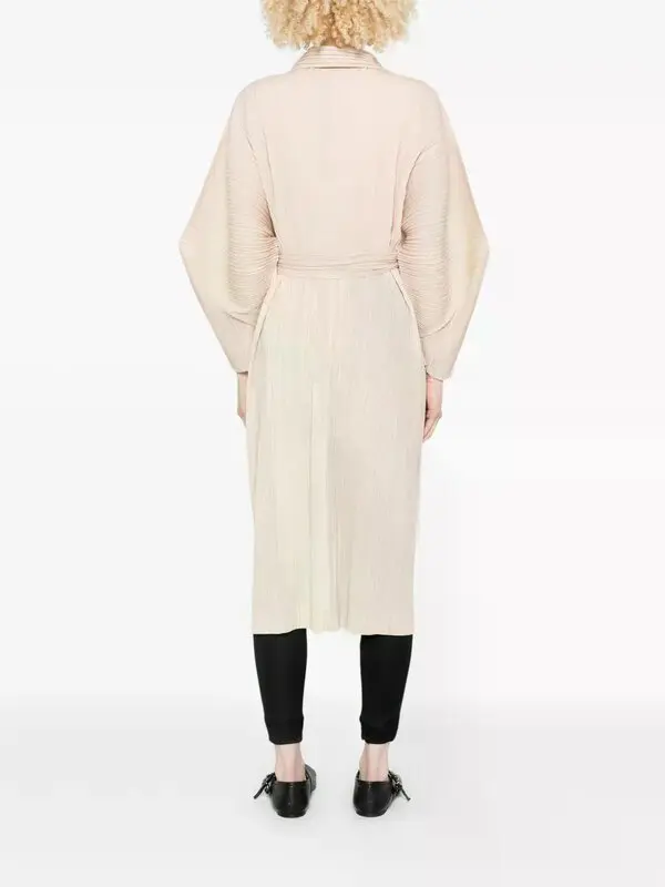 Issey Miyake Pleated Long Coat - Neutrals
