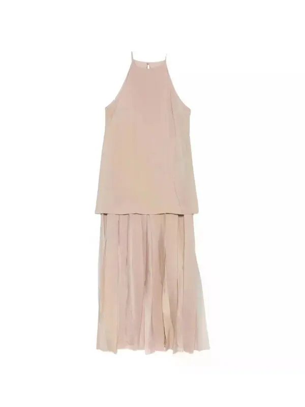 RAME Pleated Halter-neck Midi Dress - Neutrals