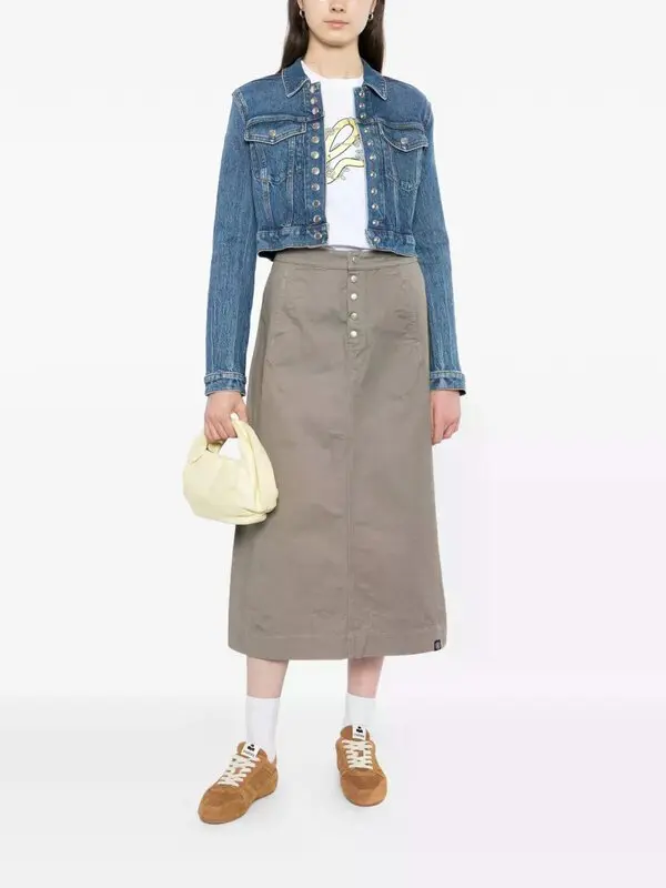 AGNES B. Side-slash Twill Skirt - Neutrals
