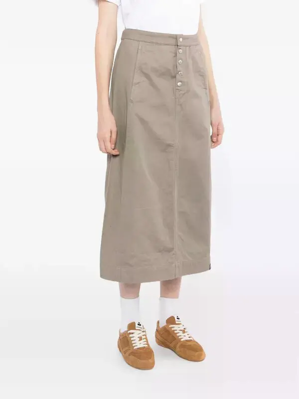 AGNES B. Side-slash Twill Skirt - Neutrals