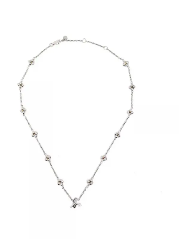AGNES B. Double Bloom Necklace - Silver