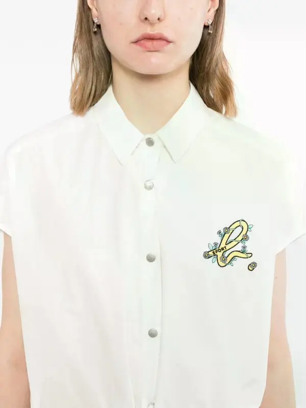 AGNES B. Embroidered Logo Shirt Dress