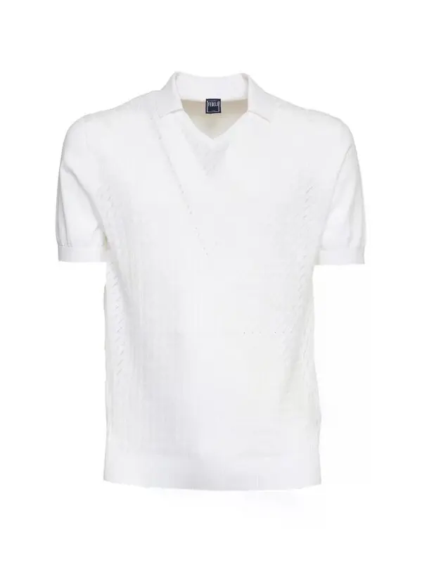 Fedeli Felipe Giza Patterned V-neck T-shirt - White