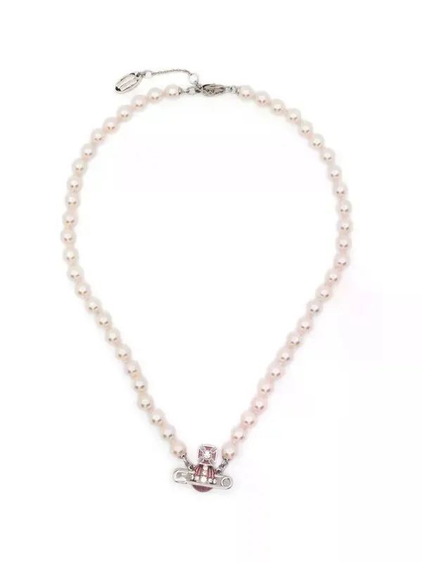 VIVIENNE WESTWOOD Kitty Orb-detail Faux-pearl Necklace - Silver