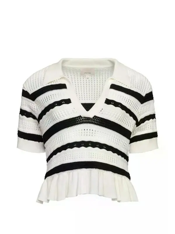 Cinq À Sept Striped Ruffled Sweater - White